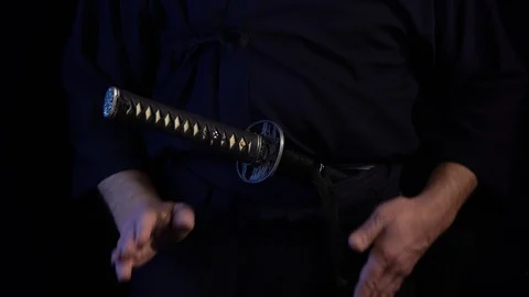 Samurai sword katana in hand. Katana swo... | Stock Video | Pond5