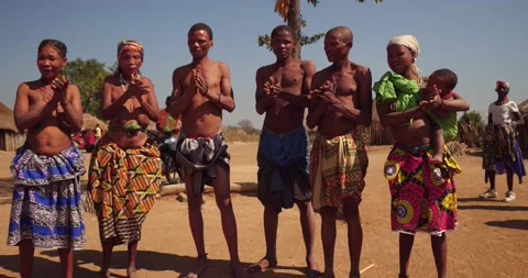 San tribe people chatting, Huila Provinc... | Stock Video | Pond5