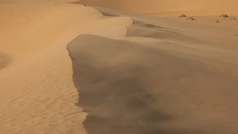Sand blowing over dunes in wind, Sahara ... | Stock Video | Pond5