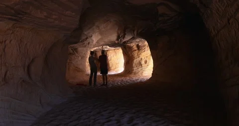 Sand Caves sandstone exploring people Ka... | Stock Video | Pond5