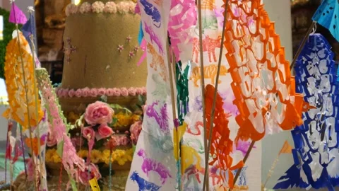 Sand pagoda and Lanna flags during Songk... | Stock Video | Pond5