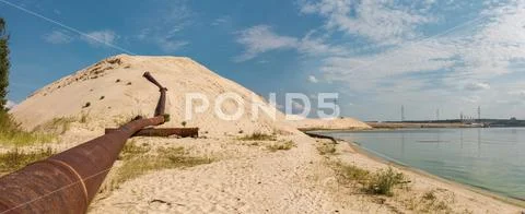 Sand suction pipe Out of the river ~ Premium Photo #136035184