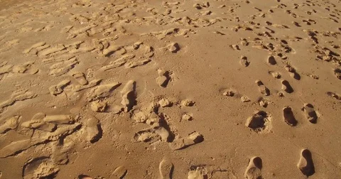Sand texture, Marks of feet in the sand | Stock Video | Pond5