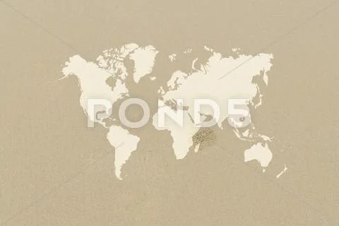 Sand texture surface with world map: Graphic #59785437