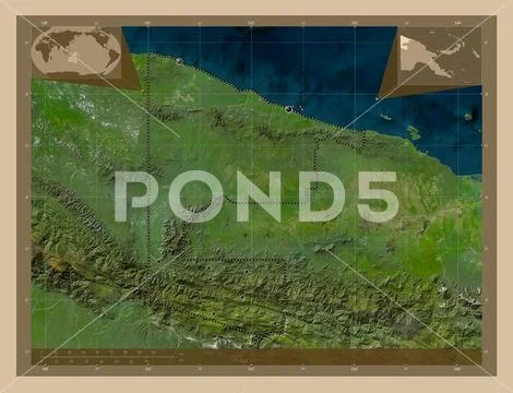 Sandaun, Papua New Guinea. Low-res satellite. Major cities: Graphic ...