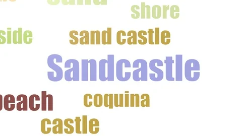 Sandcastle Wordcloud Animated On White B... | Stock Video | Pond5