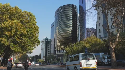 Sandton street scene, traffic road and p... | Stock Video | Pond5