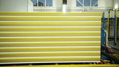 Sandwich panel production. Process to st... | Stock Video | Pond5