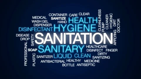 Sanitation animated word cloud, text des... | Stock Video | Pond5