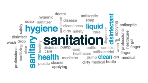 Sanitation animated word cloud, text des... | Stock Video | Pond5