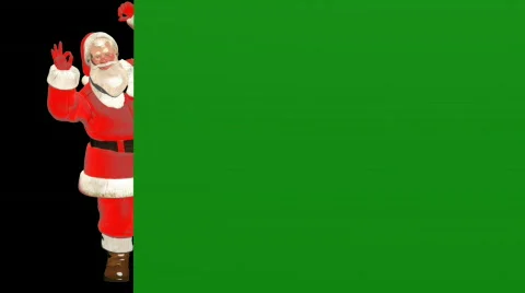 santa claus peeking animation with green... | Stock Video | Pond5
