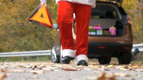 Santa Claus set an emergency stop sign o... | Stock Video | Pond5