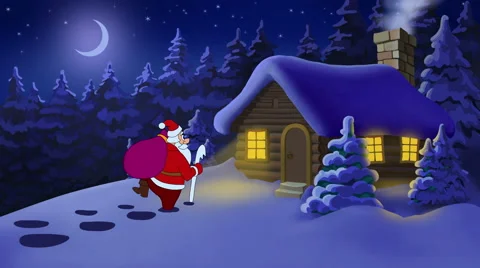 Santa comes to the house with background | Stock Video | Pond5
