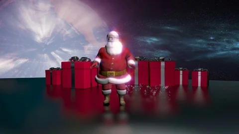 Santa dances with Earth and space backgr... | Stock Video | Pond5