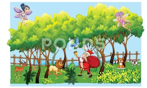 Santa in jungle on christmas: Graphic #124332309