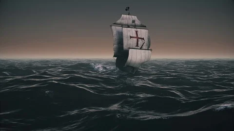 Santa Maria ship sailing in ocean sea - ... | Stock Video | Pond5