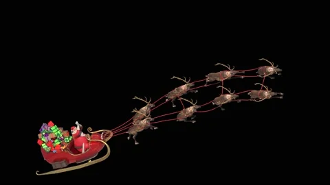 Santa Sleigh Fast Flies Front Alpha Matt... | Stock Video | Pond5