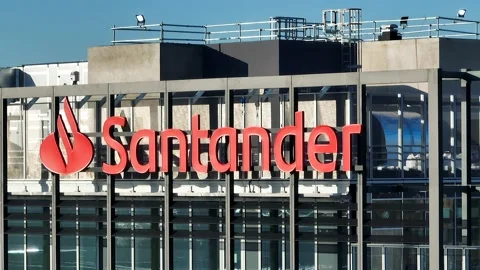 Santander Bank Headquarters Building Log... | Stock Video | Pond5