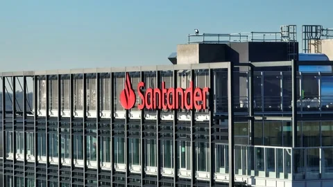 Santander Bank Headquarters Building Log... | Stock Video | Pond5