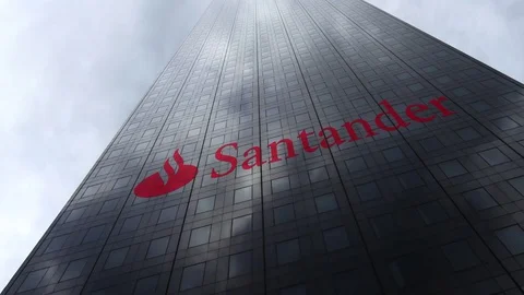Santander Serfin logo on a skyscraper fa... | Stock Video | Pond5