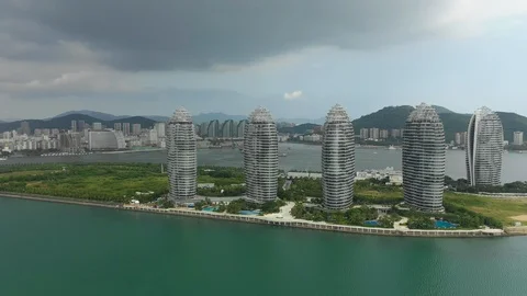 sanya city sunny bay luxury hotel resort... | Stock Video | Pond5