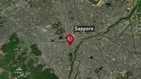 Sapporo City Map Zoom (Japan) from Space... | Stock Video | Pond5