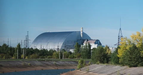 Sarcophagus Chernobyl, fourth reactor, s... | Stock Video | Pond5