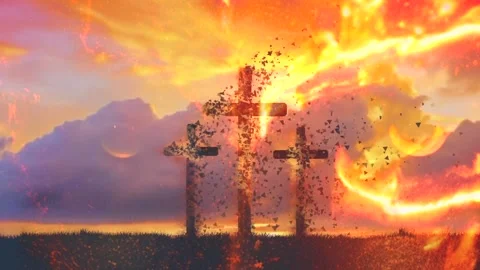 Satan versus Jesus at the cross looping ... | Stock Video | Pond5