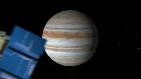 Satellite Approaches Jupiter 4K UHD | Stock Video | Pond5
