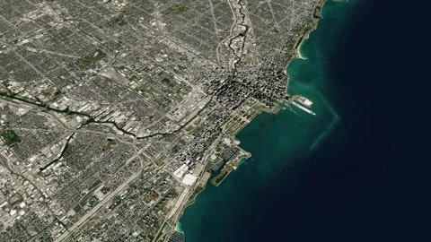 Satellite Chicago map background loop. S... | Stock Video | Pond5