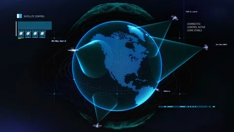 Satellite control center, map of satelli... | Stock Video | Pond5
