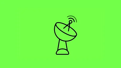 Satellite dish icon animation on green s... | Stock Video | Pond5