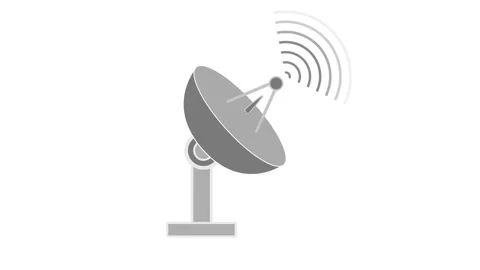 Satellite Dish Icon with Signal Waves An... | Stock Video | Pond5