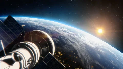 Satellite Flying over Planet Earth | Stock Video | Pond5