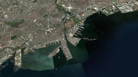 Satellite Manila map background loop. Sp... | Stock Video | Pond5