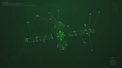 Satellite Model UI Screen. Space Object ... | Stock Video | Pond5
