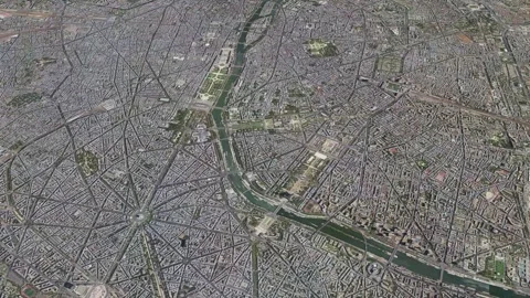 Satellite Paris map background loop. Spi... | Stock Video | Pond5