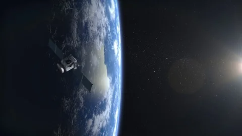 The satellite scan and monitor the Earth... | Stock Video | Pond5