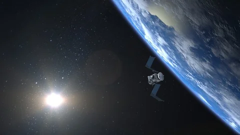 The satellite scan and monitor the Earth... | Stock Video | Pond5