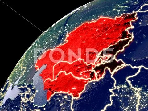 Photograph: Satellite view of Central Asia on Earth #100202047