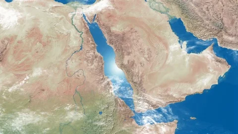 Satellite View of Red Sea | Stock Video | Pond5