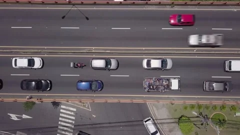 Satellite view of traffic on a roundabou... | Stock Video | Pond5