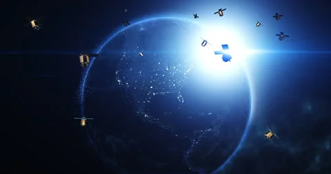 Satellites Flying Around Earth And Enabl... | Stock Video | Pond5