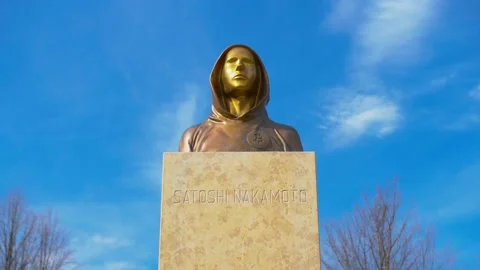 Satoshi Nakamoto Statue time lapse with ... | Stock Video | Pond5