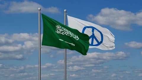 Saudi Arabia and Peace two flags | Stock Video | Pond5