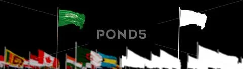 Saudi Arabia Flag 4K With Alpha 3D Rendering: Graphic #116449569