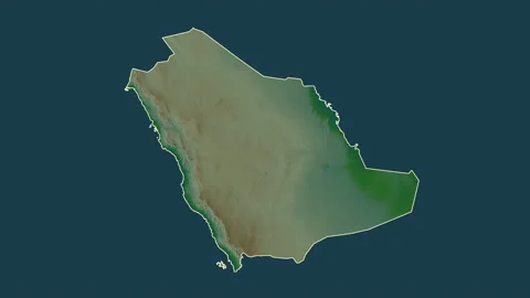 Saudi Arabia map - cartoon. Regions. Phy... | Stock Video | Pond5