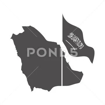 Saudi arabia national day, map with flag kingdom nation silhouette ...