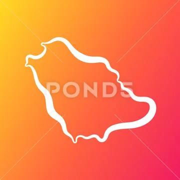 Saudi Arabia - Outline Map on Gradient Background: Graphic #247214605