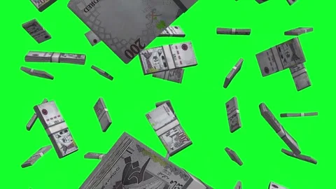 Saudi Riyal Falling Animation on Green B... | Stock Video | Pond5